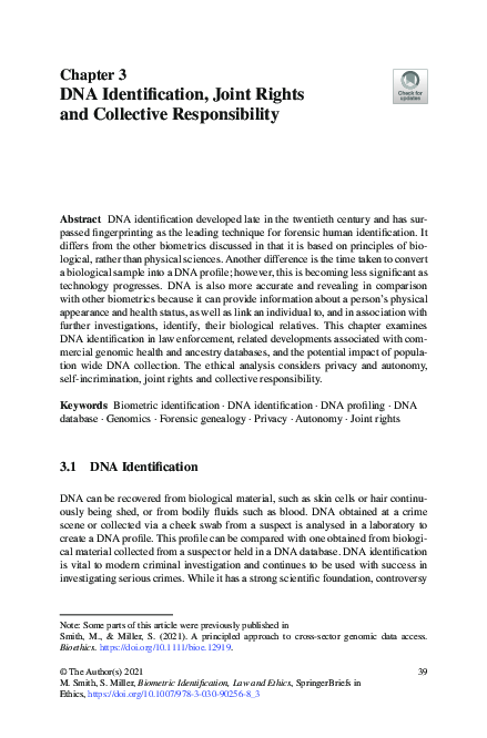 (PDF) DNA Identification, Joint Rights and Collective Responsibility