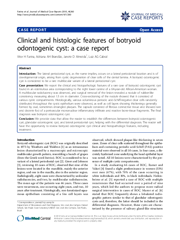 (PDF) Clinical and histologic features of botryoid odontogenic cyst: a ...