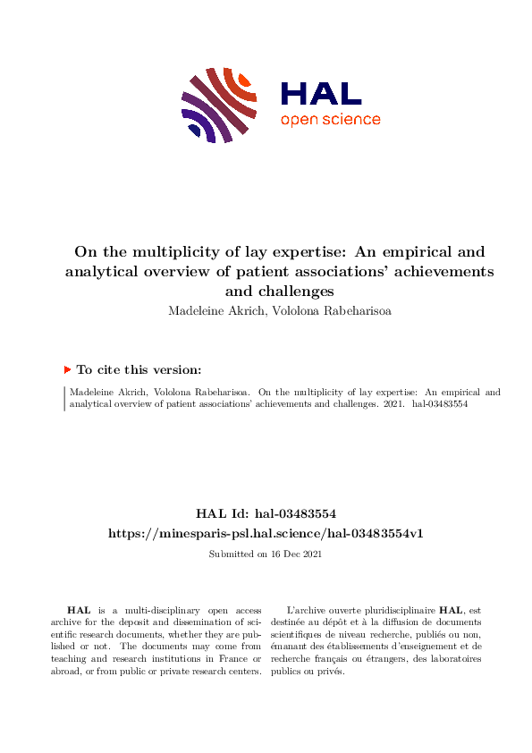 (PDF) On the Multiplicity of Lay Expertise: An Empirical and Analytical ...