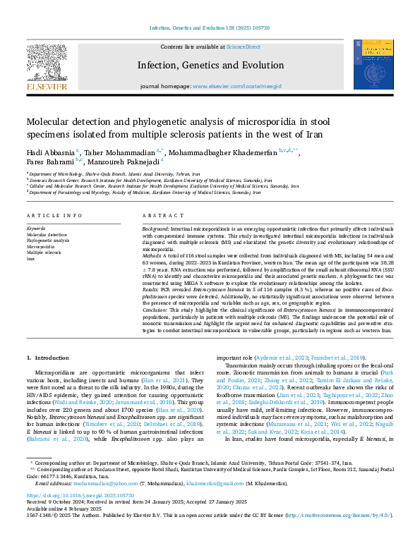 (PDF) Molecular detection and phylogenetic analysis of microsporidia in ...