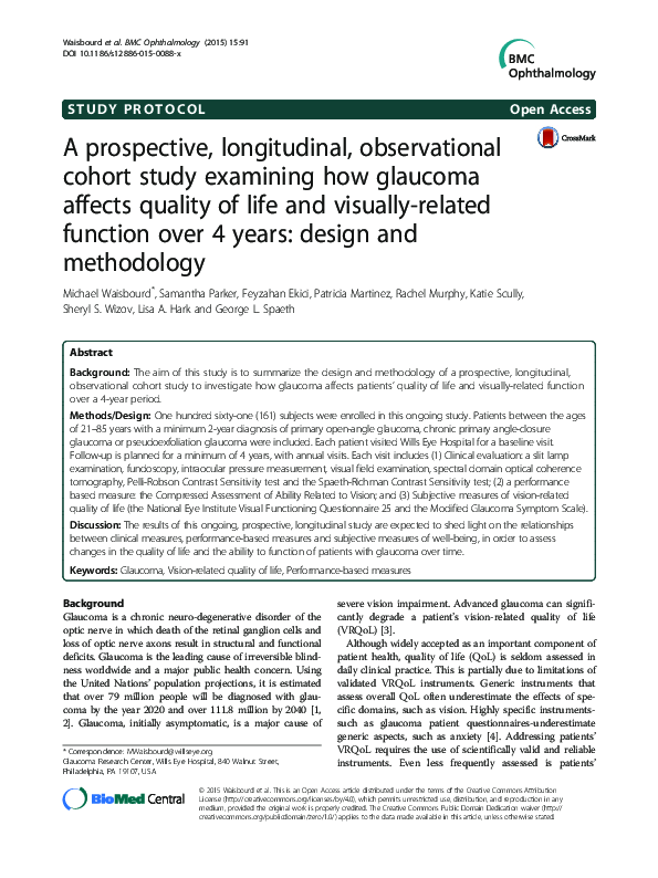 (PDF) A prospective, longitudinal, observational cohort study examining how glaucoma affects ...