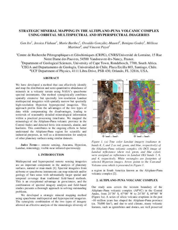 (PDF) Strategic Mineral Mapping in the Altiplano-Puna Volcanic Complex Using Orbital ...