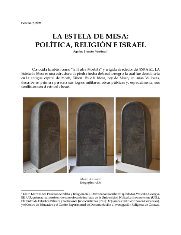 (PDF) ESTAMPAS BÍBLICAS - La Estela de Mesa: Política, Religión e Israel