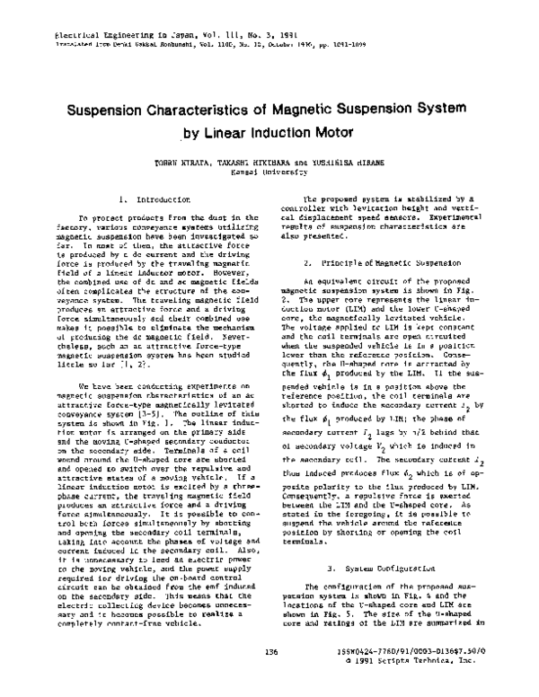 (PDF) Suspension characteristics of magnetic suspension system by ...