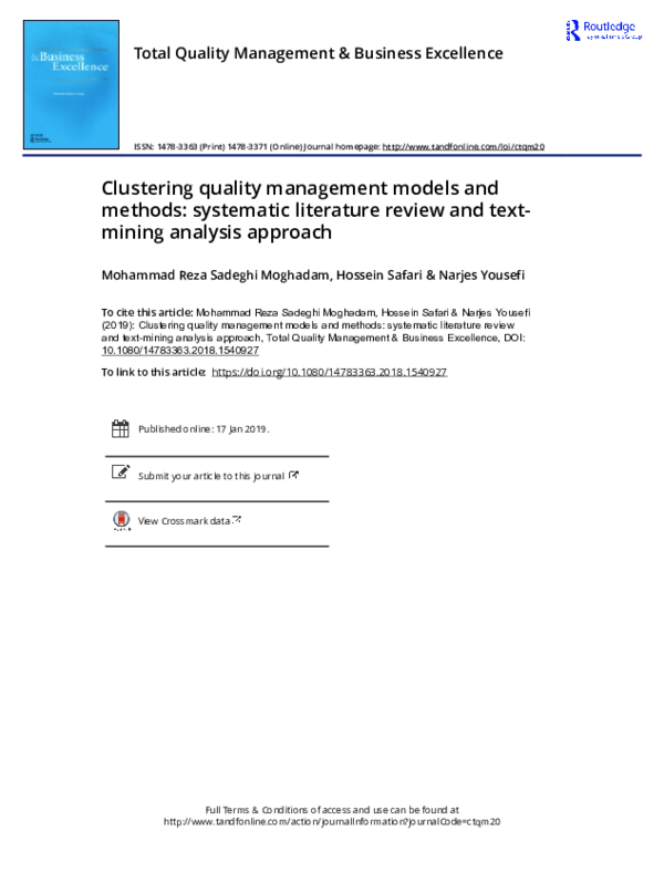 (PDF) Clustering quality management models and methods: systematic literature review and text ...