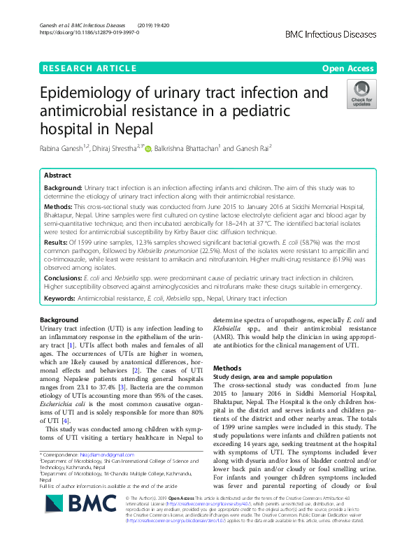(PDF) Epidemiology of urinary tract infection and antimicrobial ...