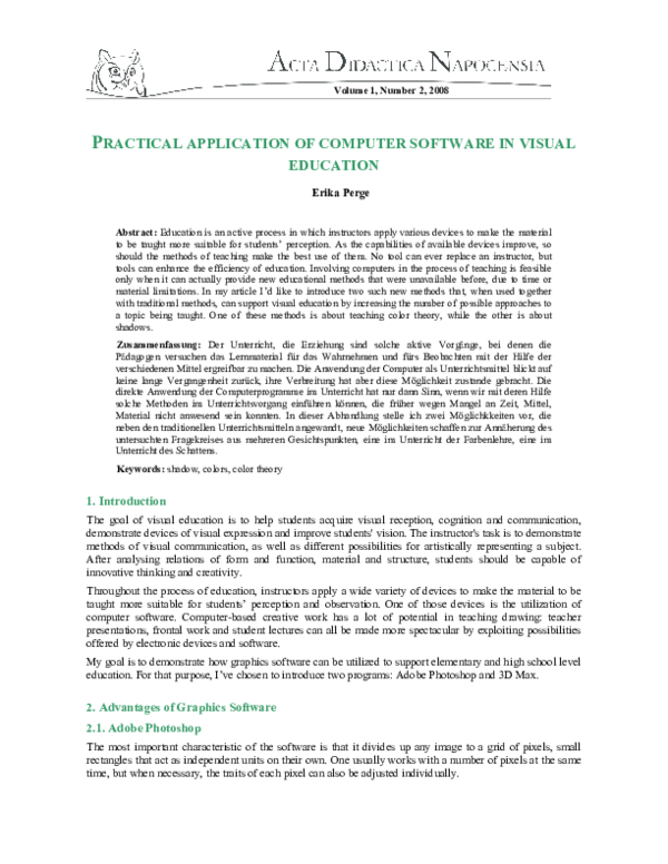(PDF) Practical Application of Computer Software in Visual Education