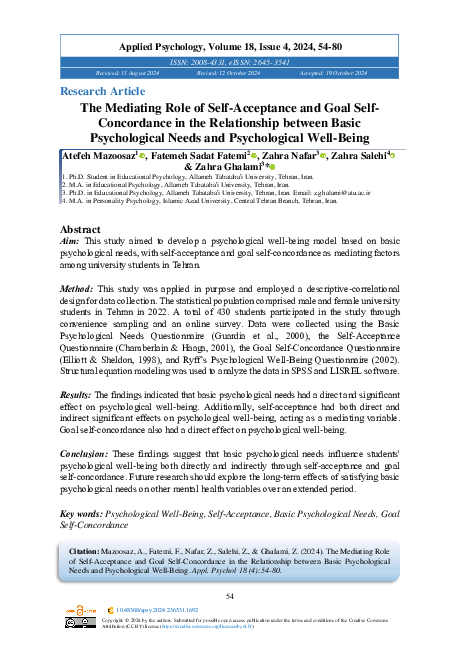 (PDF) The Mediating Role of Self-Acceptance and Goal Self-Concordance ...