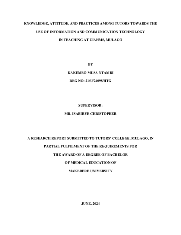 (PDF) KNOWLEDGE, ATTITUDE, AND PRACTICES AMONG TUTORS TOWARDS THE USE ...