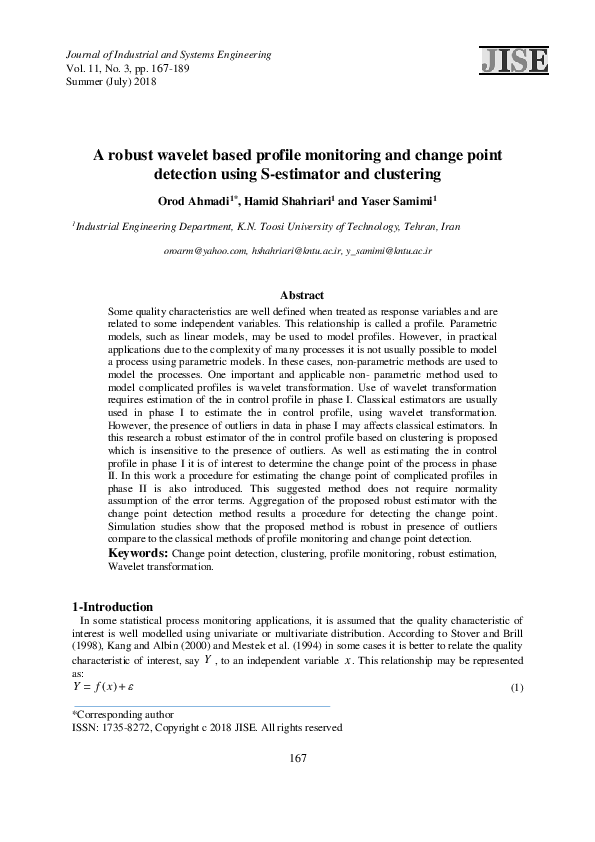 A robust wavelet based profile monitoring and change point detection using S-estimator and ...