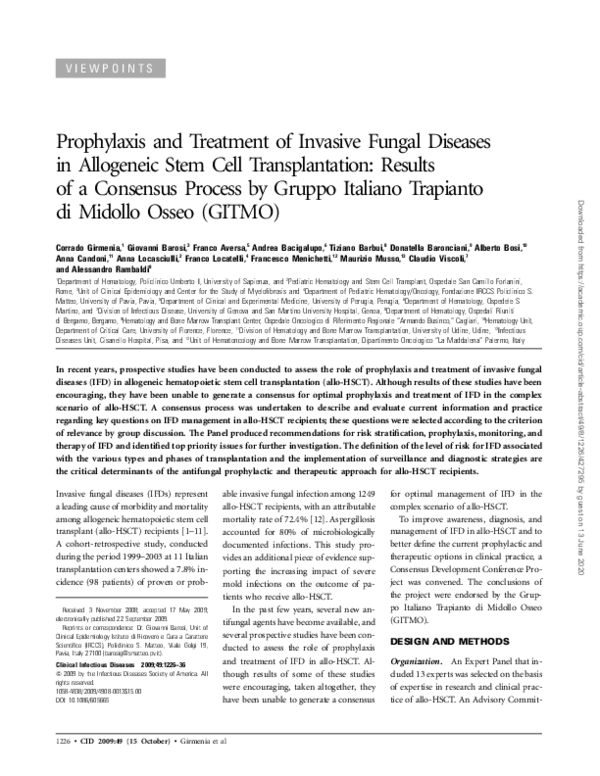 (PDF) Prophylaxis and Treatment of Invasive Fungal Diseases in ...