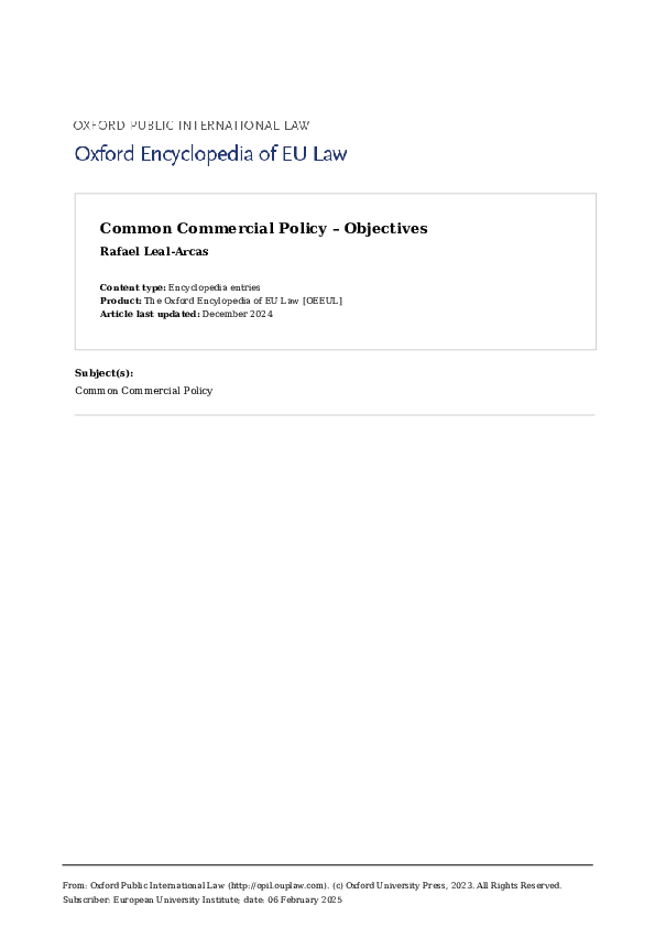 (PDF) Common Commercial Policy -Objectives