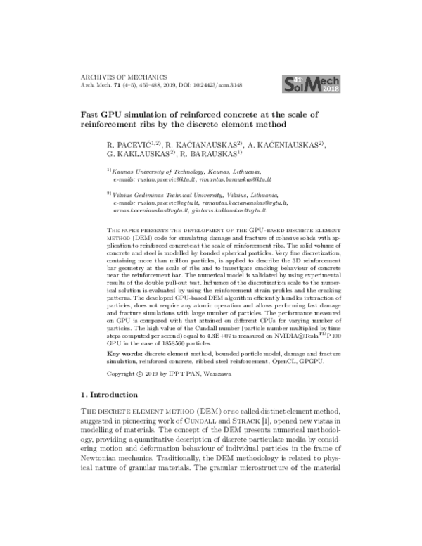 (PDF) Fast GPU simulation of reinforced concrete at the scale of reinforcement ribs by the ...