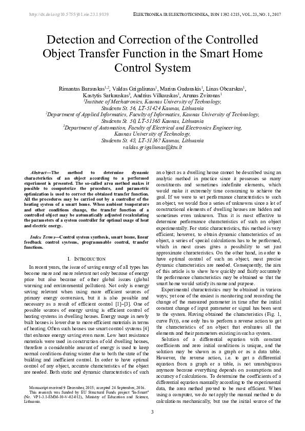 (PDF) Detection and Correction of the Controlled Object Transfer ...