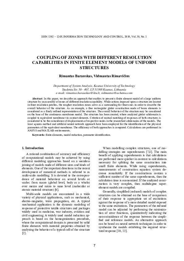 (PDF) Coupling of Zones with Different Resolution Capabilities in Finite Element Models of ...