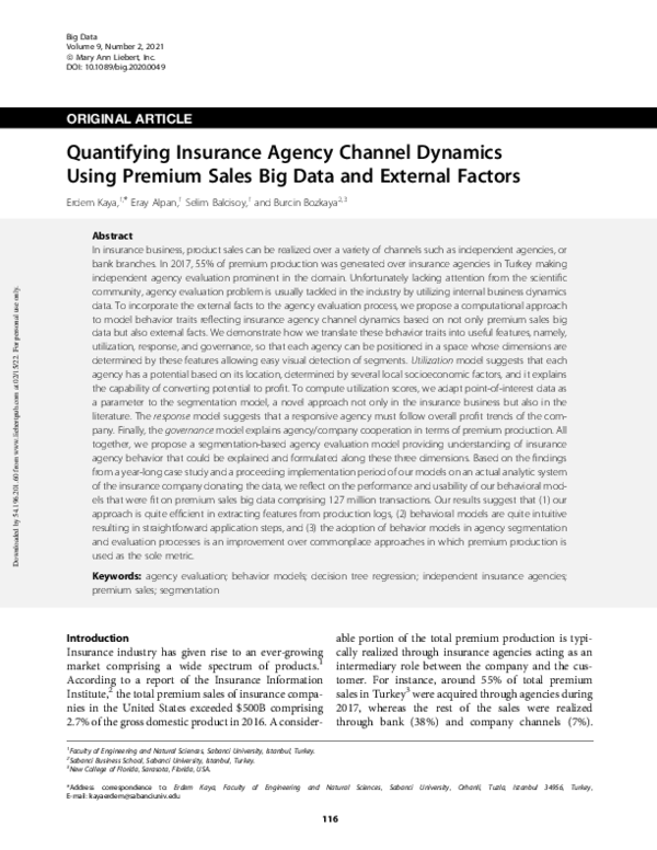 (PDF) Quantifying Insurance Agency Channel Dynamics Using Premium Sales ...