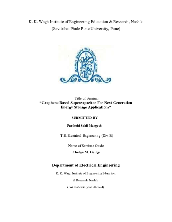 (PDF) Graphene Based Supercapacitor For Next Generation Energy Storage Applications