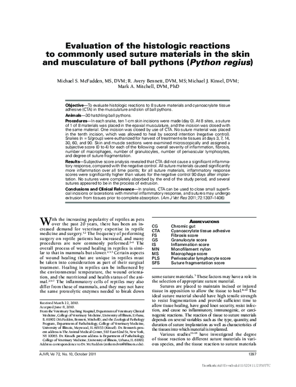 (PDF) Evaluation of the histologic reactions to commonly used suture ...