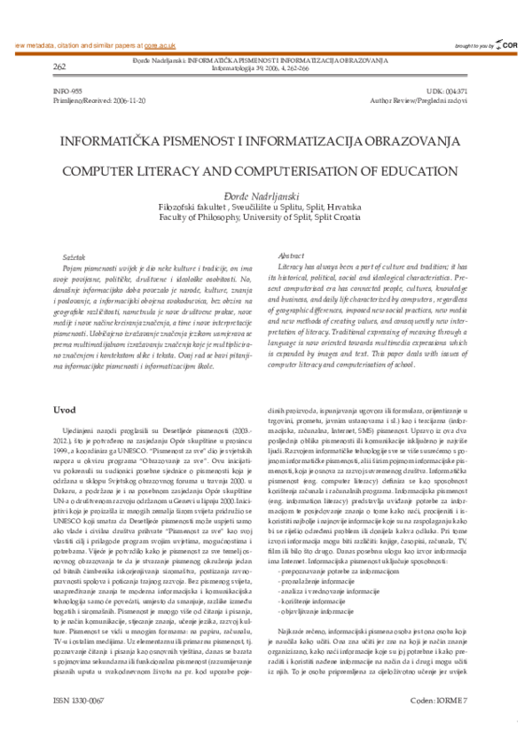 (PDF) Computer Literacy and Computerisation of Education