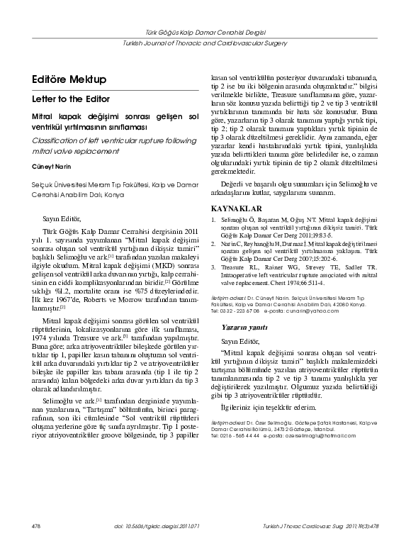 (PDF) Classification of left ventricular rupture following mitral valve ...