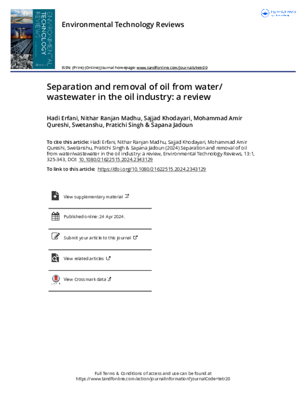 (PDF) Separation and removal of oil from water/ wastewater in the oil ...