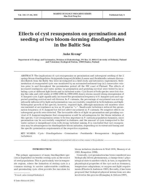 (PDF) Effects of cyst resuspension on germination and seeding of two ...