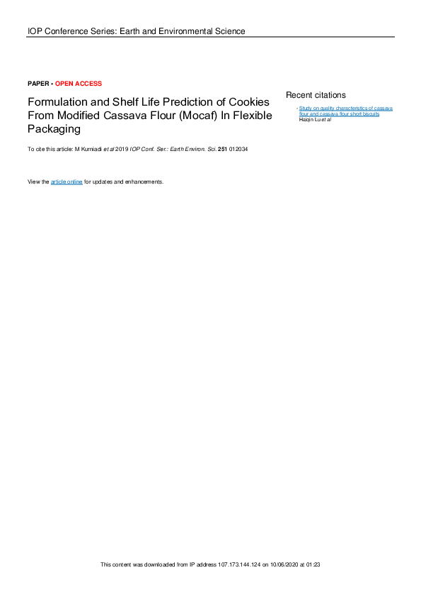 (PDF) Formulation and Shelf Life Prediction of Cookies From Modified ...