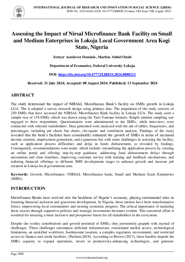 (PDF) Assessing the Impact of Nirsal Microfinance Bank Facility on ...