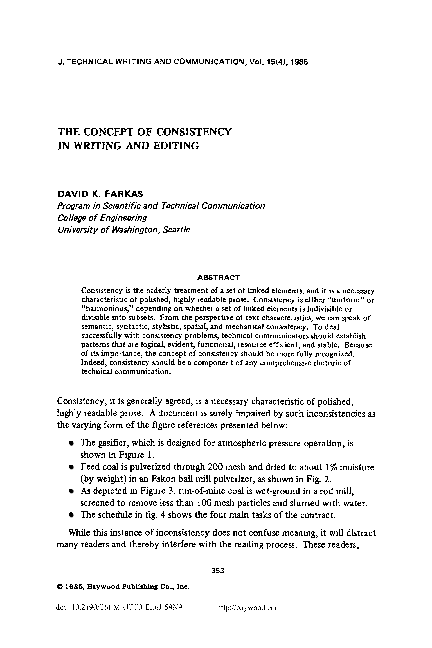 (PDF) The Concept of Consistency in Writing and Editing