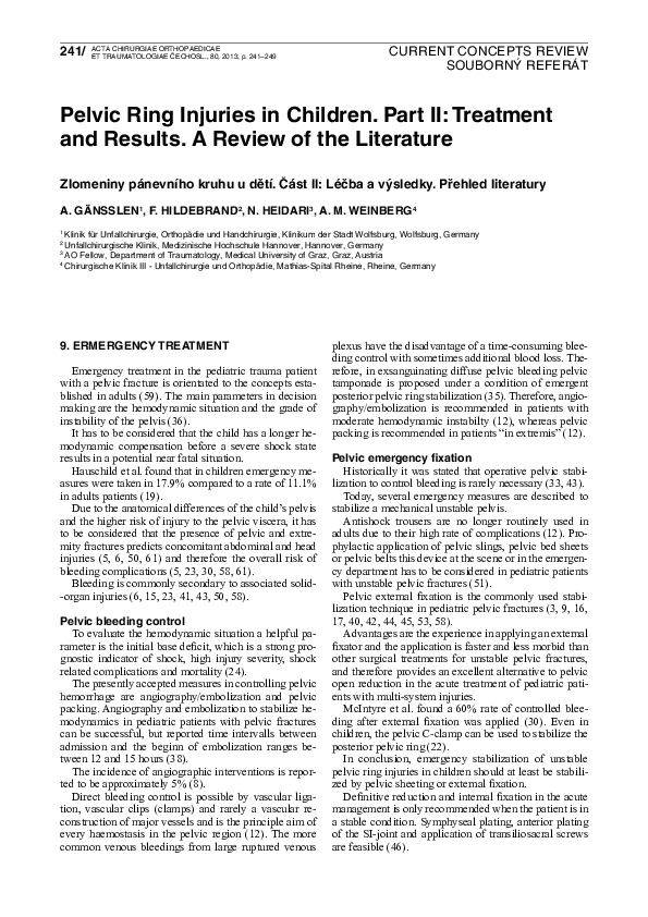 (PDF) Pelvic Ring Injuries in Children. Part II: Treatment and Results ...
