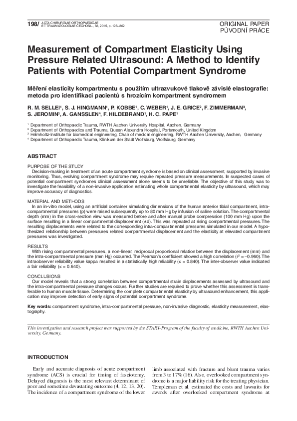 (PDF) Measurement of Compartment Elasticity Using Pressure Related Ultrasound: A Method to ...