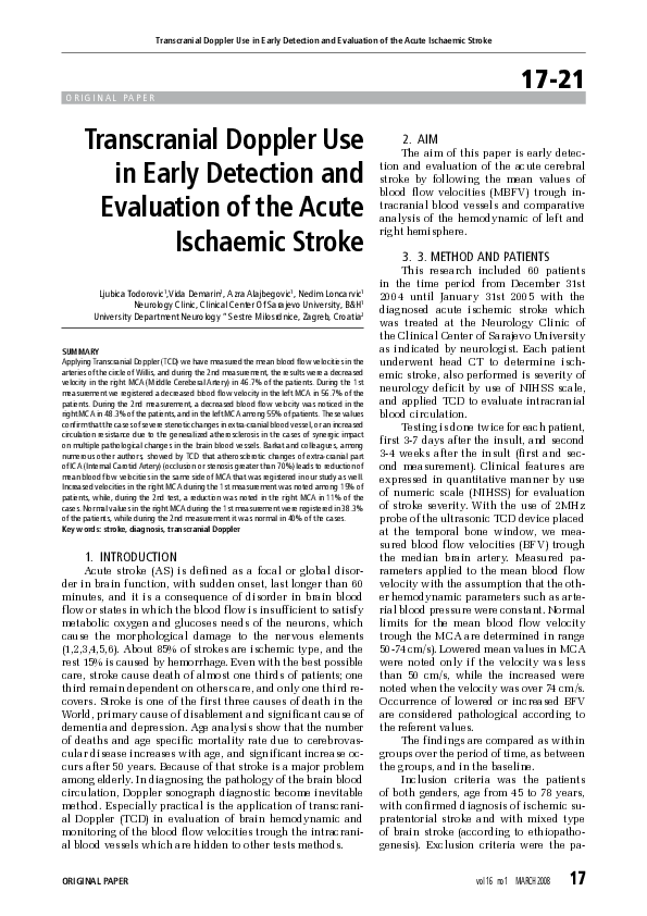 (PDF) Transcranial Doppler Use in Early Detection and Evaluation of the ...