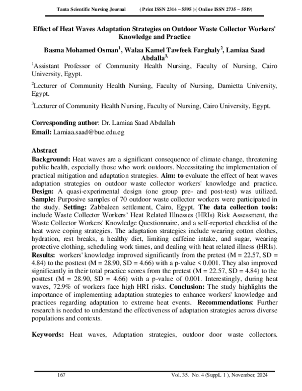 (PDF) Effect of Heat Waves Adaptation Strategies on Outdoor Waste ...