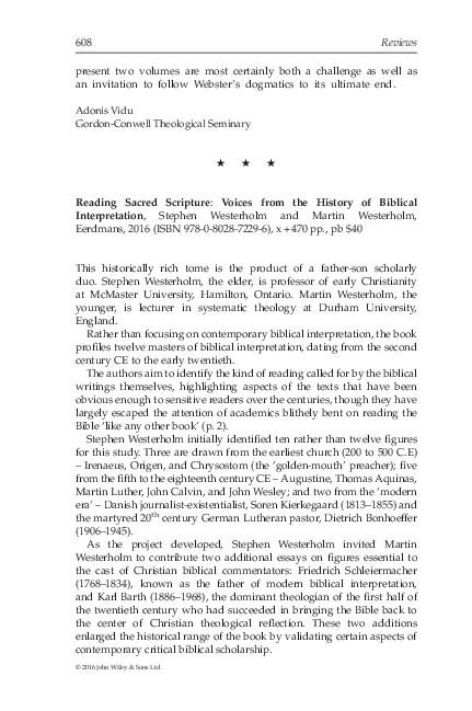 (PDF) Reading Sacred Scripture: Voices from the History of Biblical ...