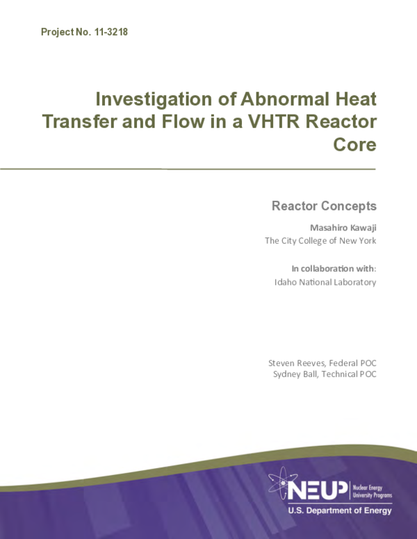 (PDF) Investigation of Abnormal Heat Transfer and Flow in a VHTR ...