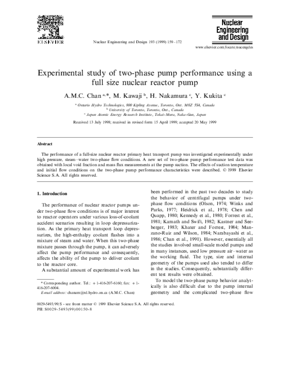 (PDF) Experimental study of two-phase pump performance using a full ...