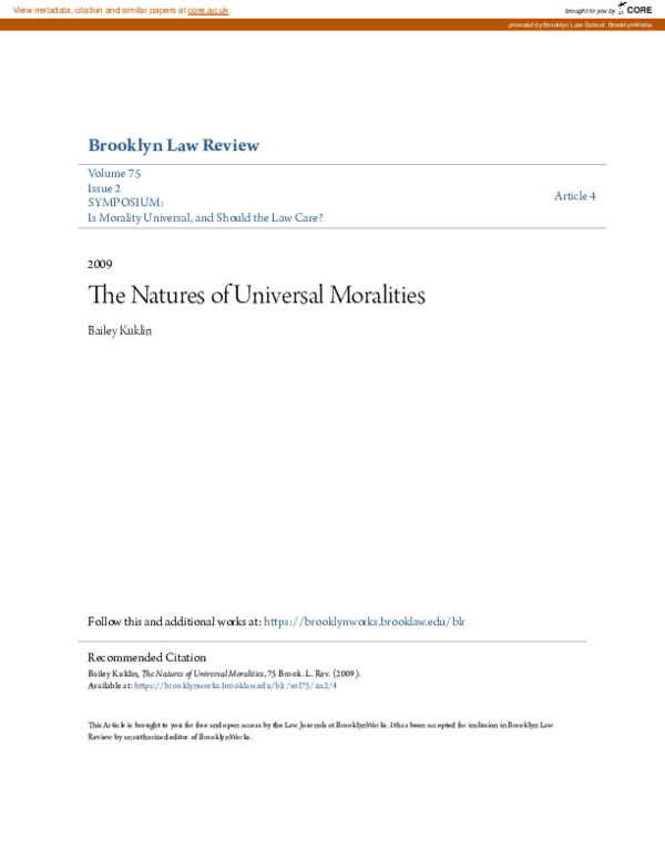 (PDF) The Natures of Universal Moralities