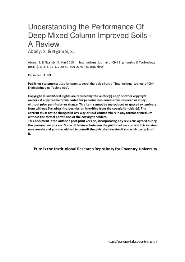 (PDF) Understanding the Performance Of Deep Mixed Column Improved Soils ...