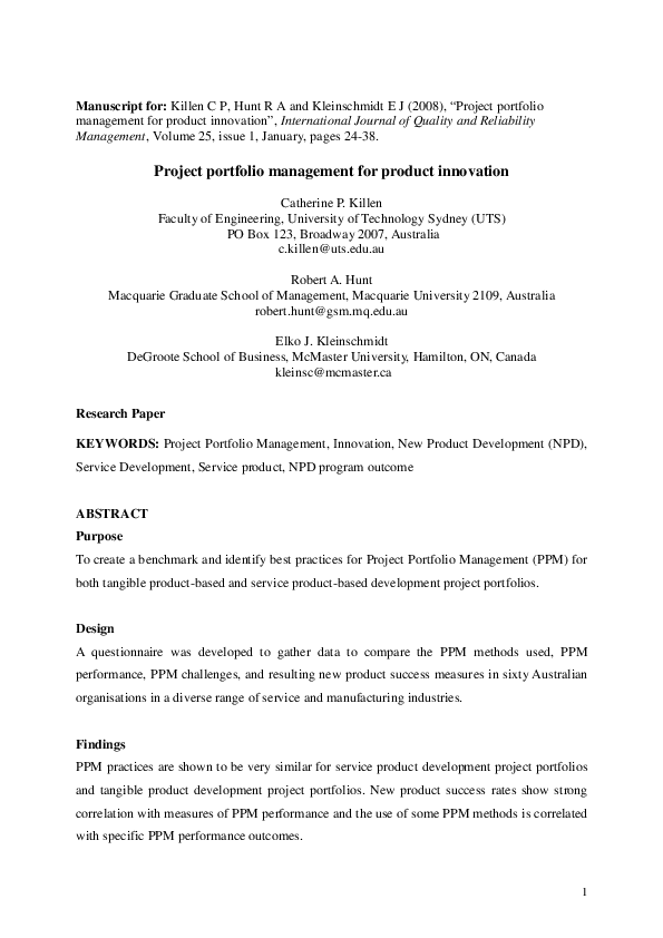 (PDF) How Ideation Portfolio Management Influences Front-End Success