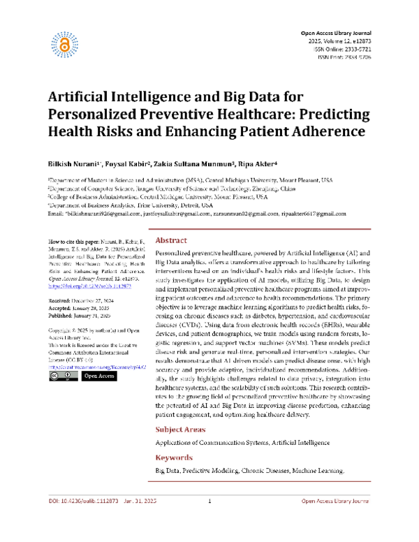 (PDF) Artificial Intelligence and Big Data for Personalized Preventive ...