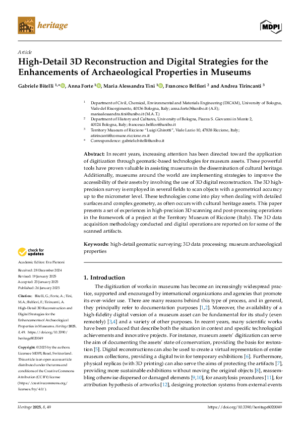(PDF) High-Detail 3D Reconstruction and Digital Strategies for the ...