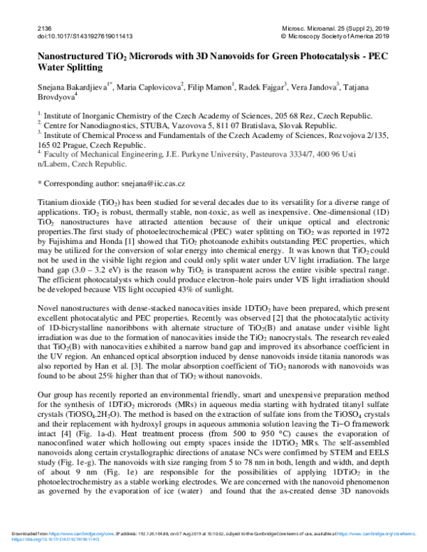 (PDF) Nanostructured TiO2 Microrods with 3D Nanovoids for Green ...