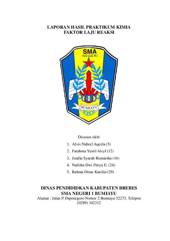 (PDF) LAPORAN HASIL PRAKTIKUM KIMIA FAKTOR LAJU REAKSI