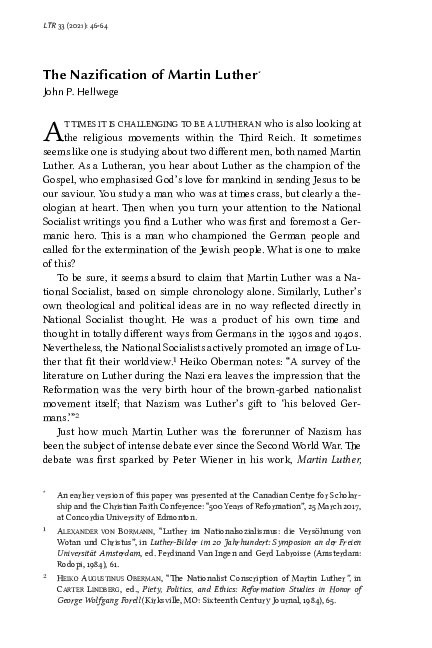 (PDF) The Nazification of Martin Luther