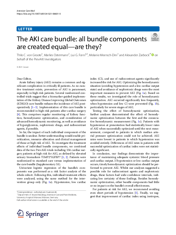 (PDF) The AKI care bundle: all bundle components are created equal—are ...