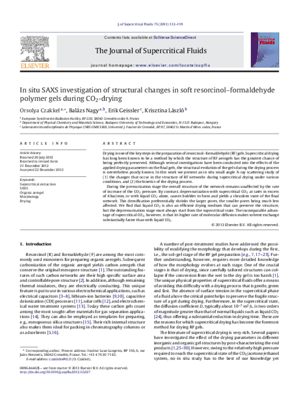 (PDF) In situ SAXS investigation of structural changes in soft ...