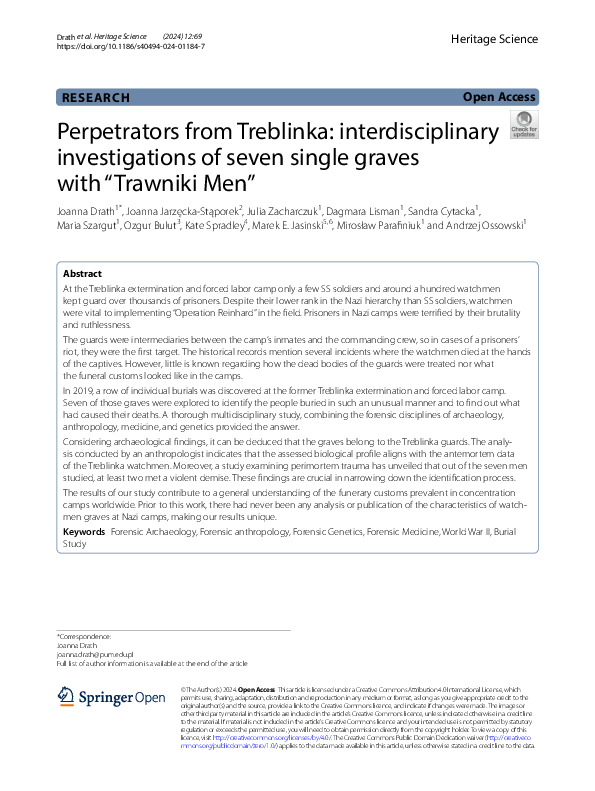 (PDF) Perpetrators from Treblinka: interdisciplinary investigations of ...