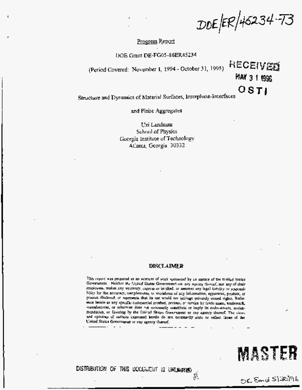 (PDF) Structure and dynamics of material surfaces, interphase ...