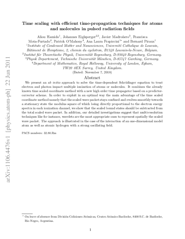 (PDF) Time scaling with efficient time-propagation techniques for atoms and molecules in pulsed ...