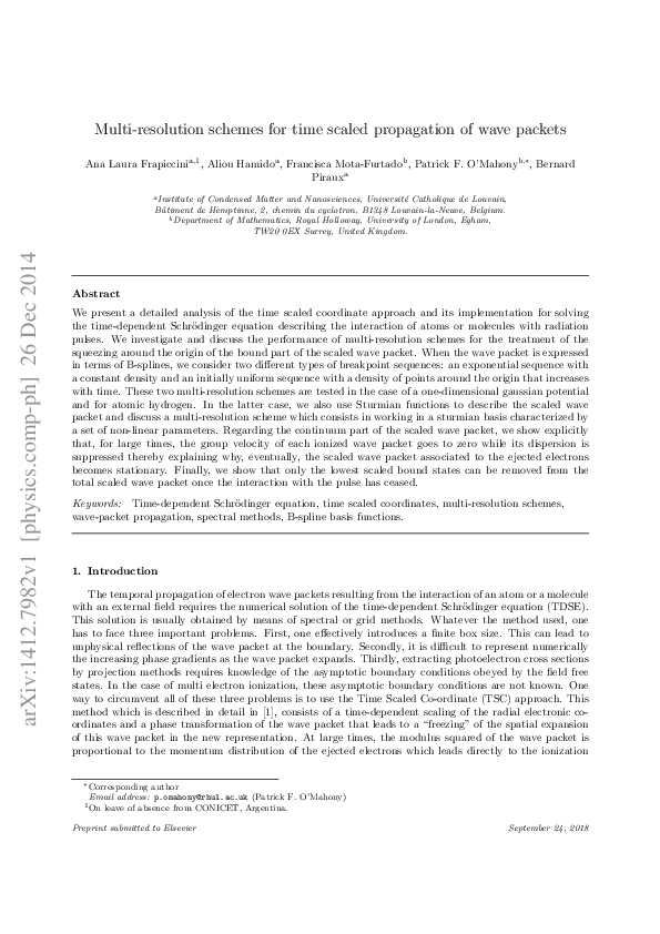 (PDF) Multiresolution schemes for time-scaled propagation of wave packets